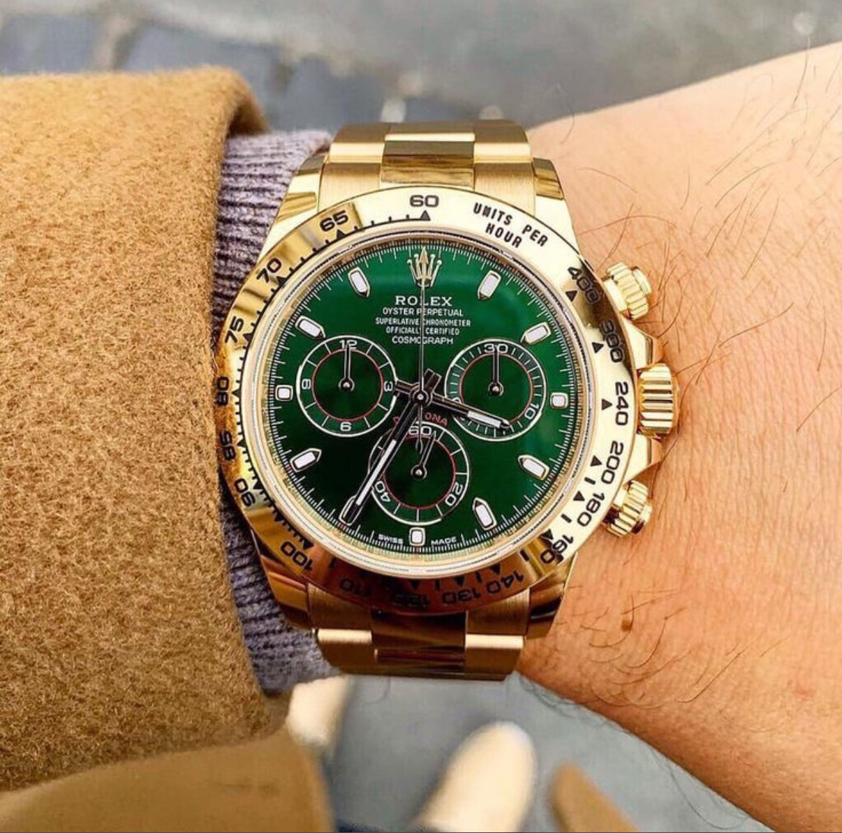 Rolex Cosmograph Daytona Gold & Green Dial Japanese Automatic Mens Wat ...